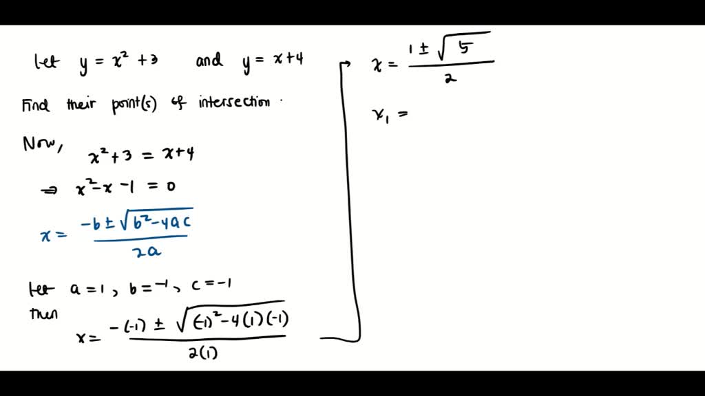 Find the point(s) of intersection of the lines y = x^2 + 3 and y = x + 4