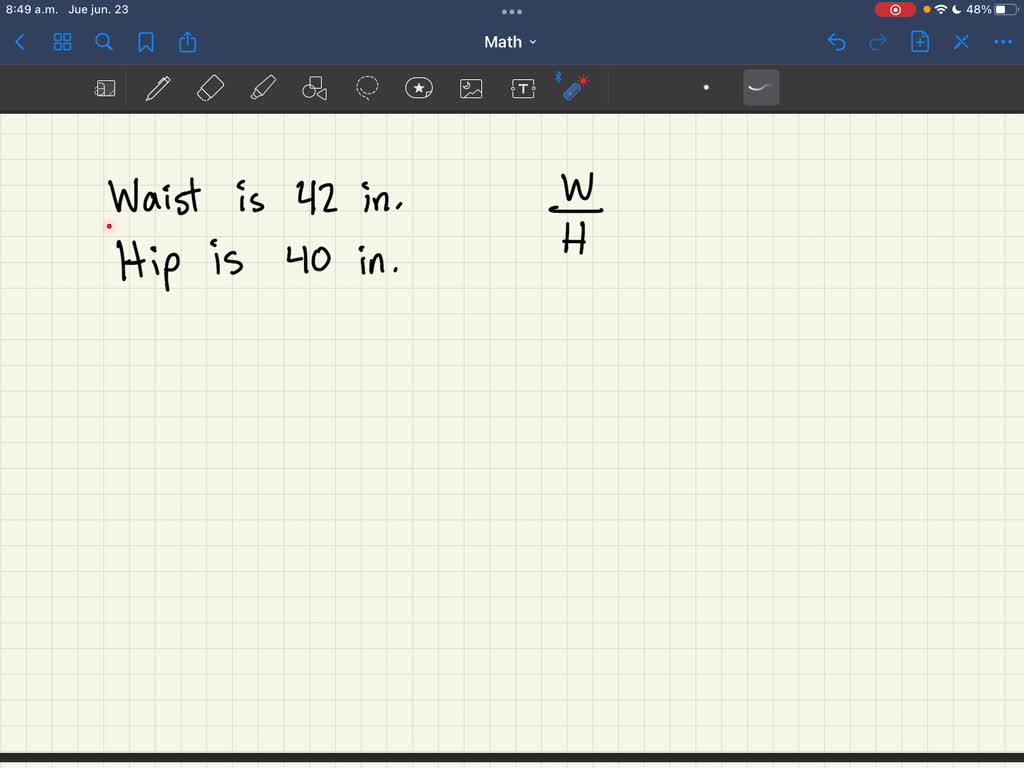 The waist and hip ratio is commonly expressed as a decimal. WHR has ...