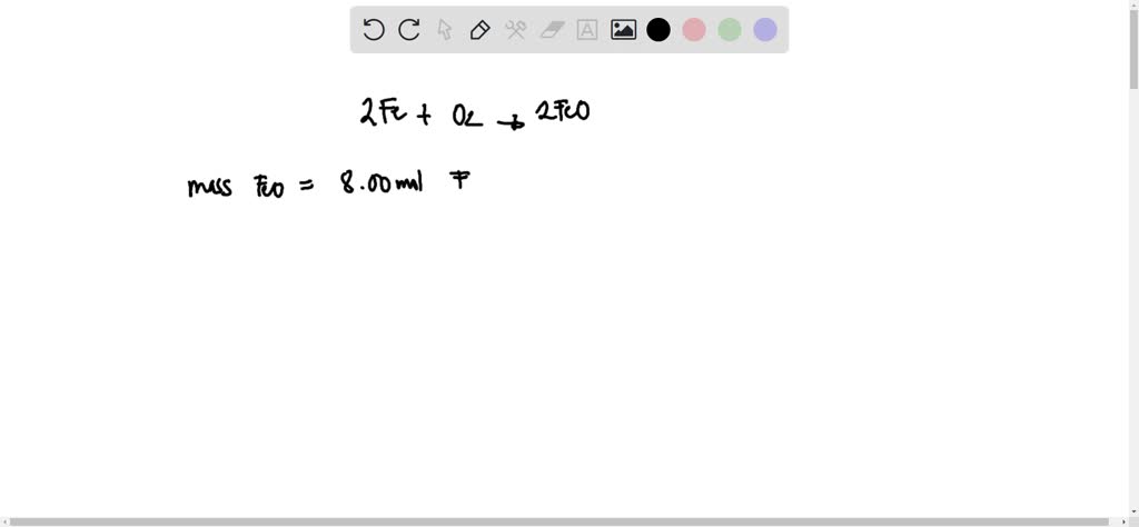 SOLVED: For the reaction 2Fe + O2 = 2FeO, how many grams of iron oxide ...