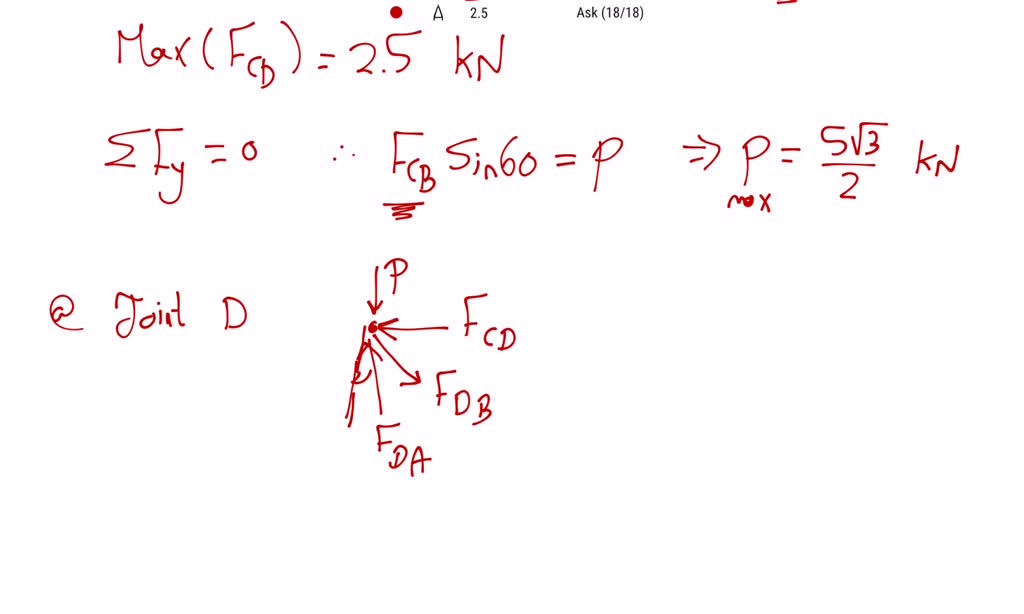 The maximum allowable tensile force in the members of the truss is (Ft ...