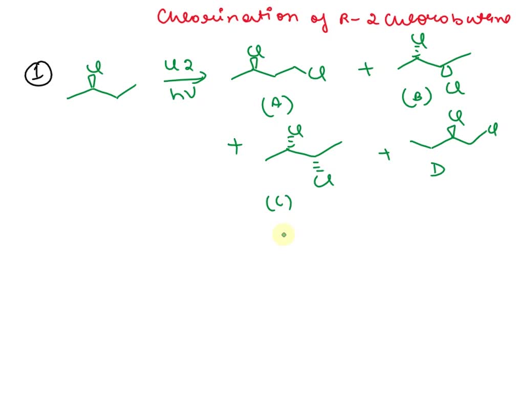SOLVED: Upon chlorination of (R)-2-chlorobutane, a mixture of dichloro ...