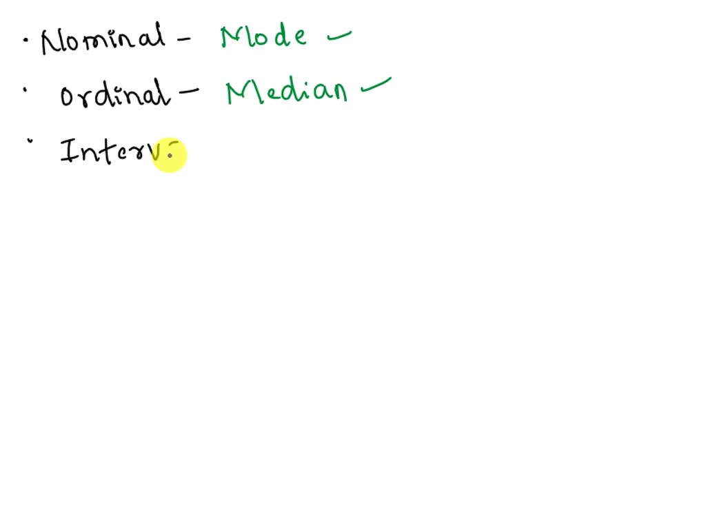 SOLVED: For the different variable levels (nominal, ordinal, interval ...