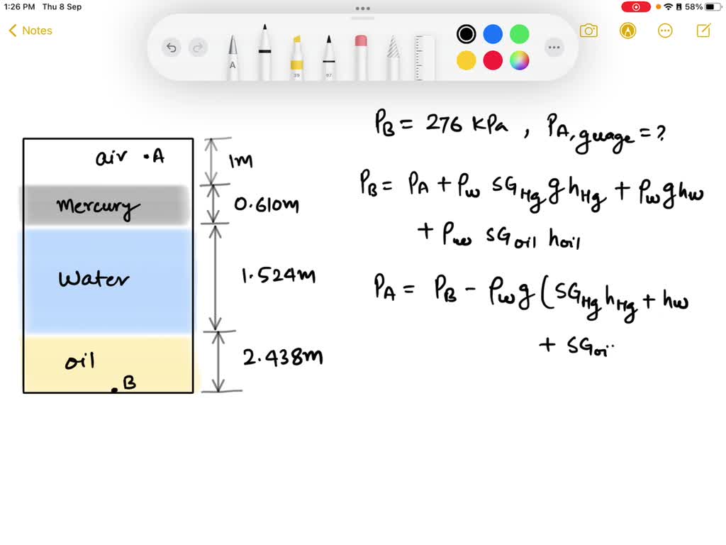 SOLVED A Closed Tank Contains 0 610 M Of Mercury Specific Gravity