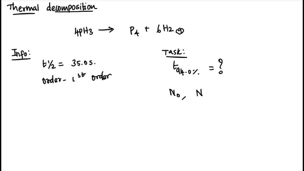 SOLVED: The thermal decomposition of phosphine (PH3) into phosphorus ...