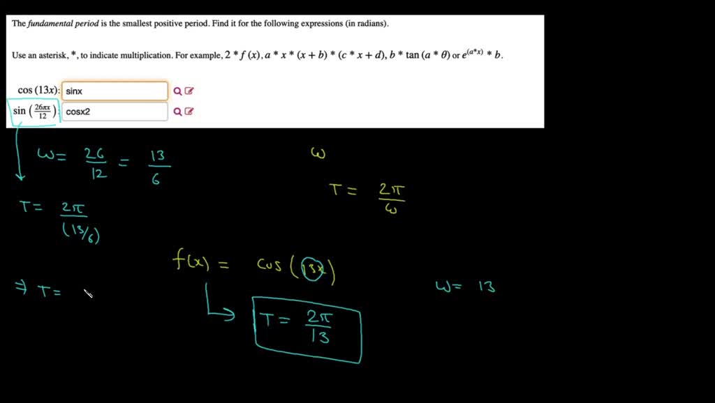 SOLVED: The fundamental period is the smallest positive period. Find it ...