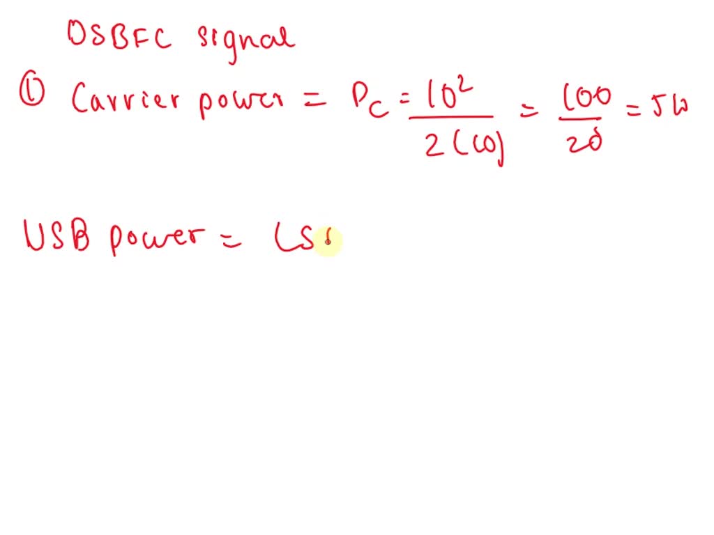 For an AM DSBFC wave with a peak unmodulated carrier voltage V = 10 Vp ...