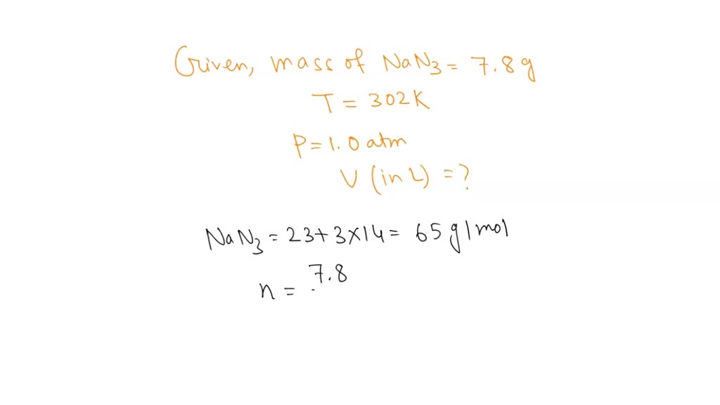 SOLVED: Solid sodium azide (NaN;) is a commonly used propellant in car ...
