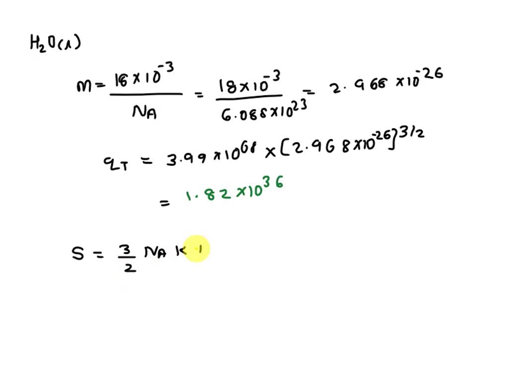 SOLVED: E13E.S(b) Calculate the translational contribution to the standard molar entropy at 298 ...