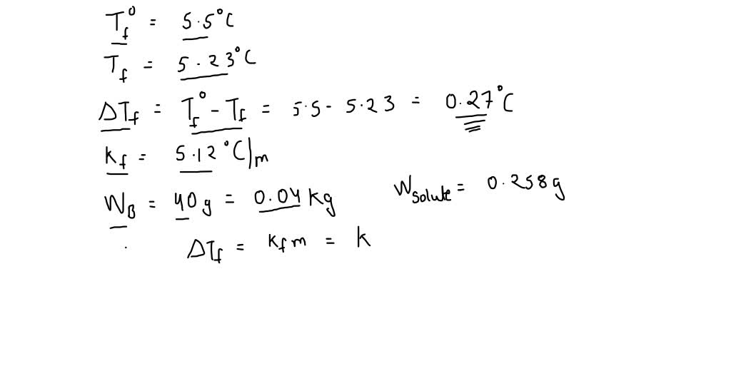SOLVED: The freezing point of benzene decreases by 2.12 K when 2.5 g of benzoic acid (C6H5COOH ...