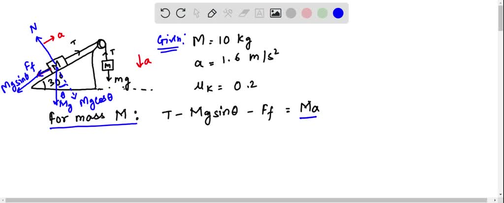 SOLVED: Two masses are connected by an ideal string and pulley, as illustrated. If the ...
