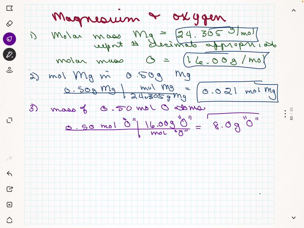 SOLVED: What is the molar mass of magnesium (Mg)? What is the molar mass of oxygen (O)? How many ...