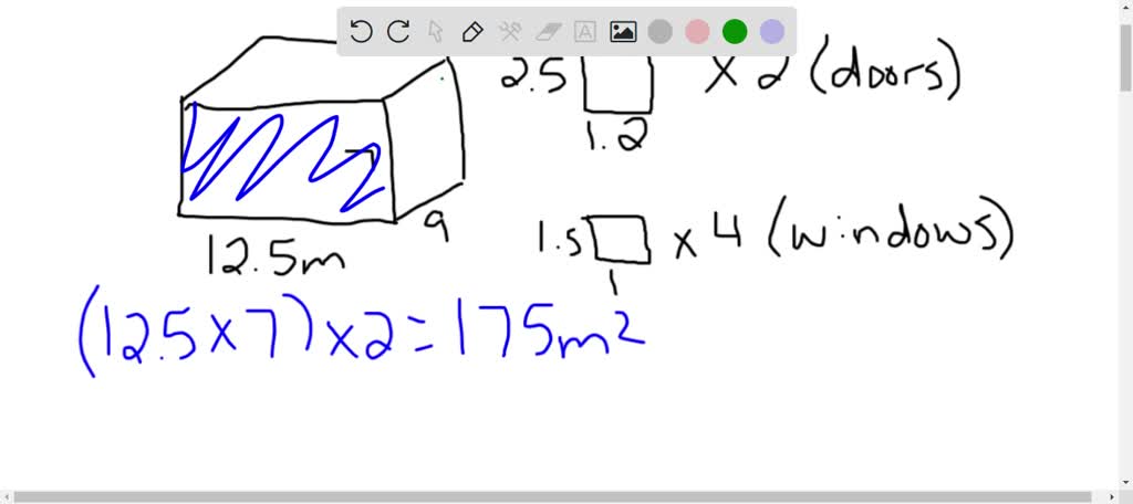 SOLVED: A classroom is 7m long, 6.5m wide, and 4m high. It has one door ...