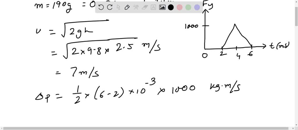 SOLVED: A 190 g ball is dropped from a height of 2.5 m and bounces on a ...
