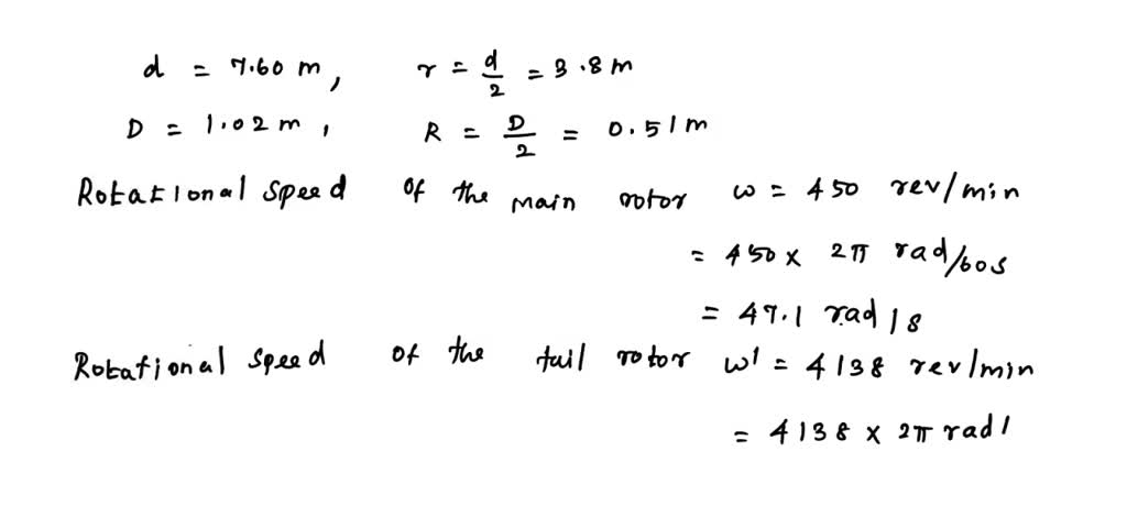 SOLVED: The diameters of the main rotor and tail rotor of a single ...