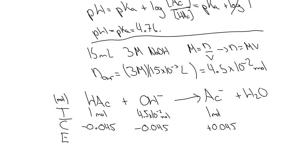 SOLVED: A buffer is made with 1.0 mol of sodium acetate and 1.0 mol acetic acid in 1 liter of ...