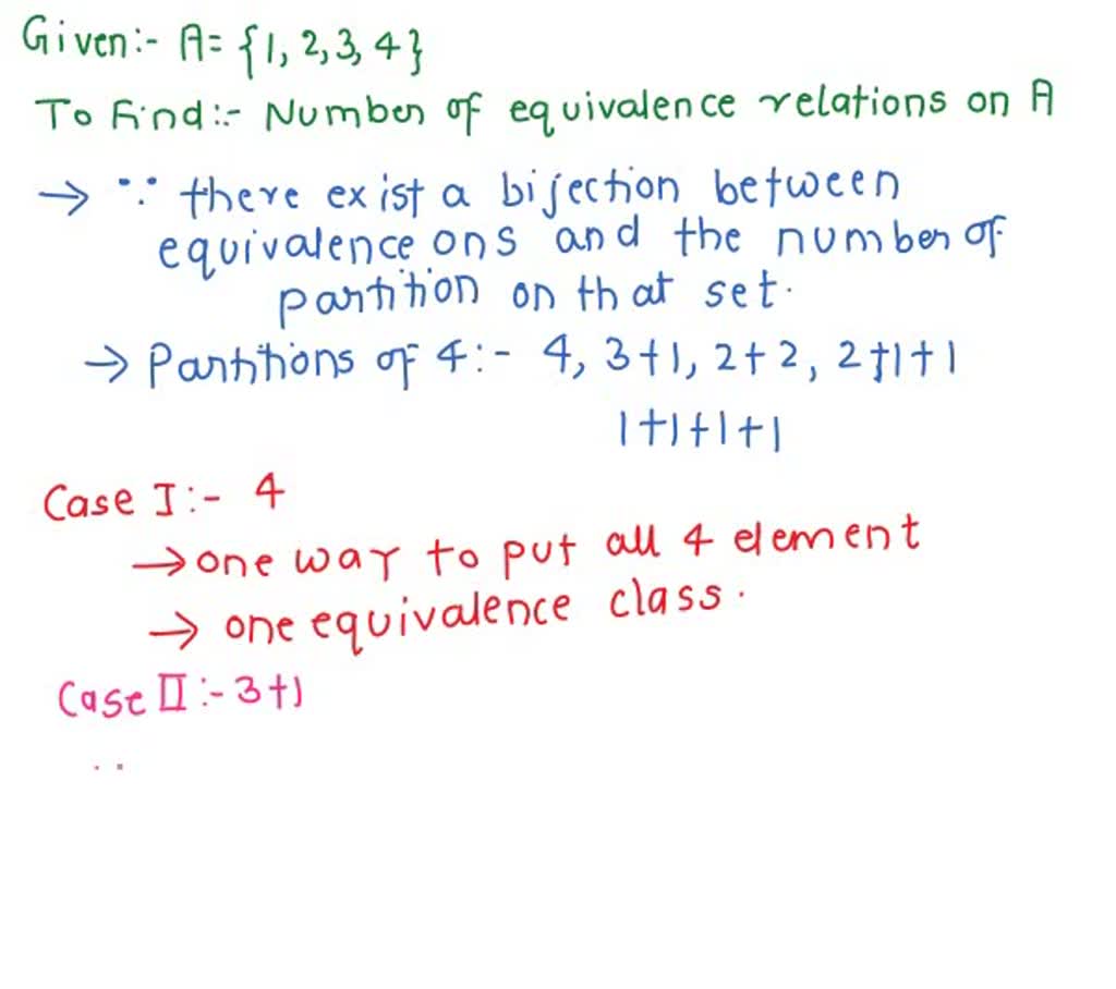 SOLVED Let A 1 2 3 4 Determine The Number Of Equivalence Relations