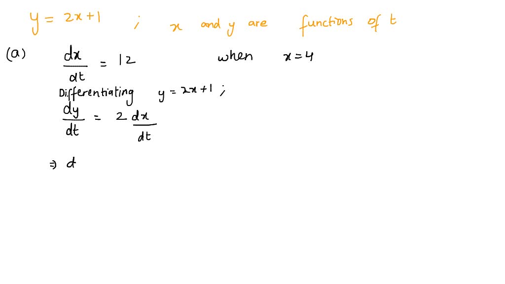 SOLVED: point) Suppose that x = x(t) and y = y(t) are both functions of t . If x2 + y = 20, dx ...