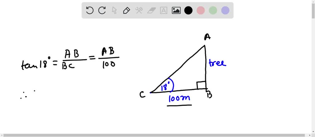 SOLVED: A person 100 meters from the base of a tree; observes that the ...