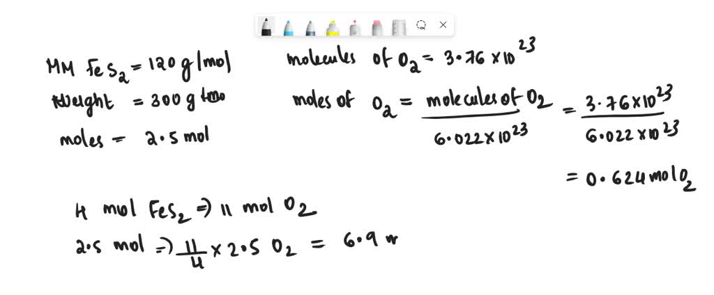 Solved Iron Pyrite Fes2 Reacts With Oxygen According To The