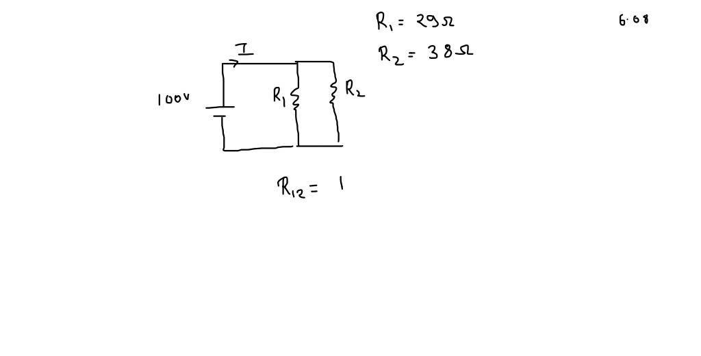 SOLVED: Two resistors, R1 and R2, are connected to a 100 V battery as shown below: R1 = 29 ohms ...