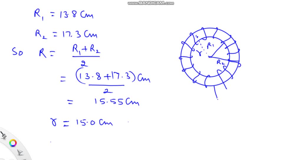Solved An Ideal Toroidal Solenoid Has Inner Radius R1 13 8 Cm And