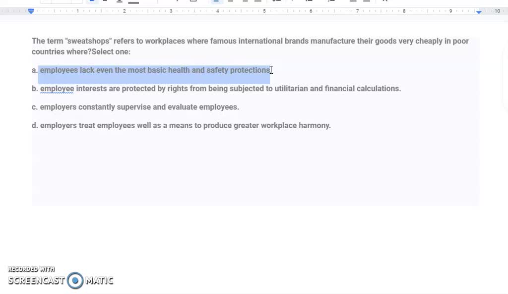 SOLVED: A factory that features unsafe working conditions, long hours ...