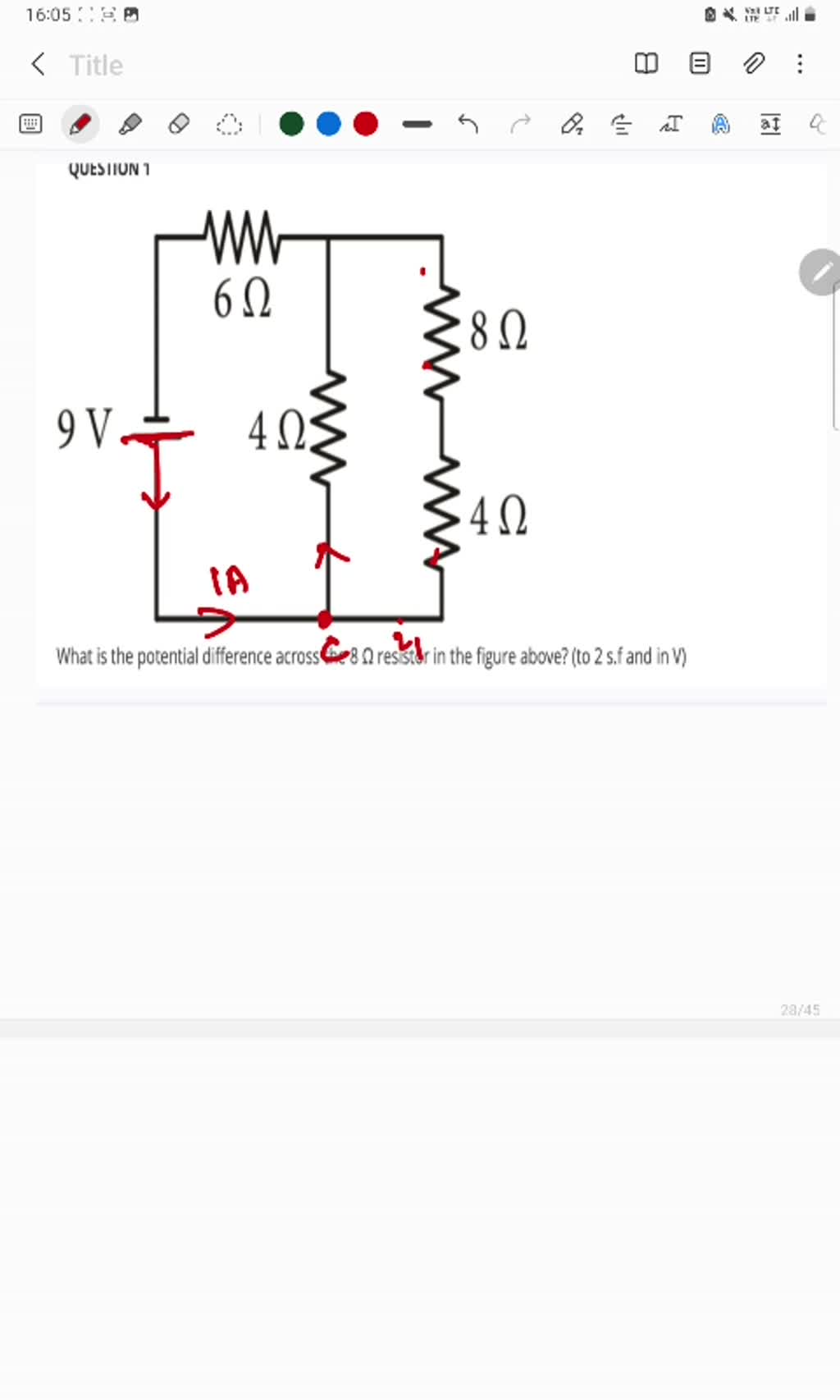 SOLVED: What is the potential difference across the 8 Ω resistor in the figure above? (to 2 s ...
