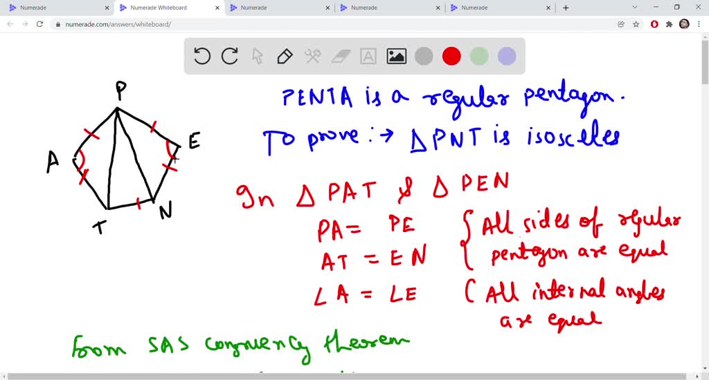 SOLVED: Given: PENTA is a regular pentagon. Prove: PNT is isosceles ...