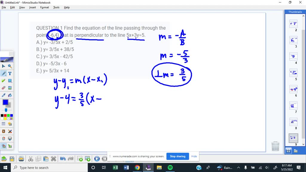 Solved Question 1 Find The Equation Of The Line Passing Through The