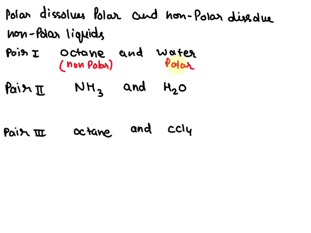 Pairs that are miscible liquids? 1. Which response lists all the following pairs? Pair #1 ...