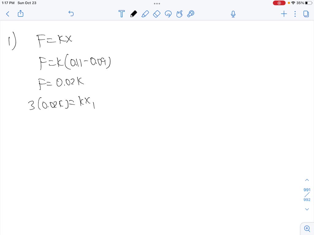 SOLVED: A spring has an unstretched length of 9 cm. It exerts a ...