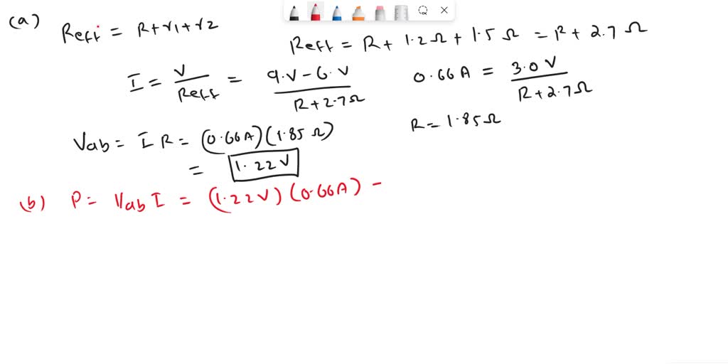 SOLVED: The current in the figure below is 0.82 A. (Let the internal ...