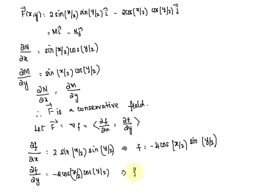 SOLVED: point) Suppose F(r,y) = 2sin sinC 2)i - 2cos( 2 cOS )j and C is the curve from P to Q in ...