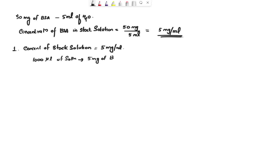 SOLVED: In the preparation of the standard curve for protein analysis ...