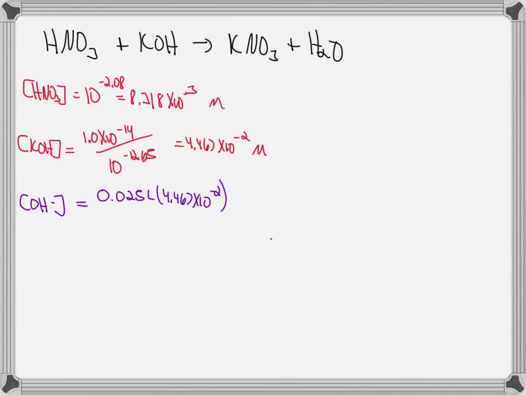 SOLVED: Calculate the pH of a 0.1M H2SO4 solution. Calculate the pH of a 0.05 mM KOH solution ...