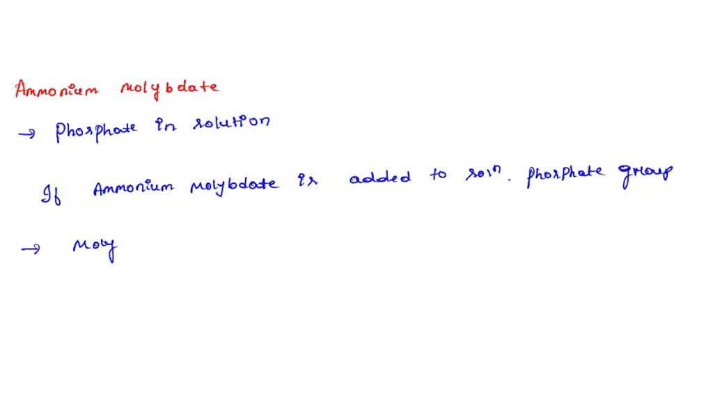 Explain the role of the ammonium vanadate/molybdate reagent in the ...