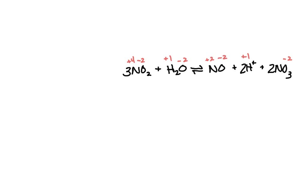 SOLVED: 3NO2(g) + H2O = NO(g) + 2H^+(aq) + 2NO3(aq) In this reaction ...