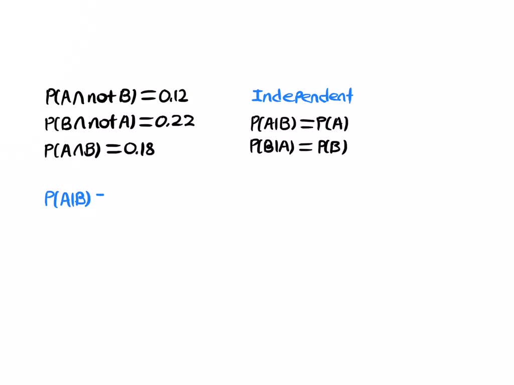 SOLVED: Consider events A and B. Suppose the following: P(event A and ...