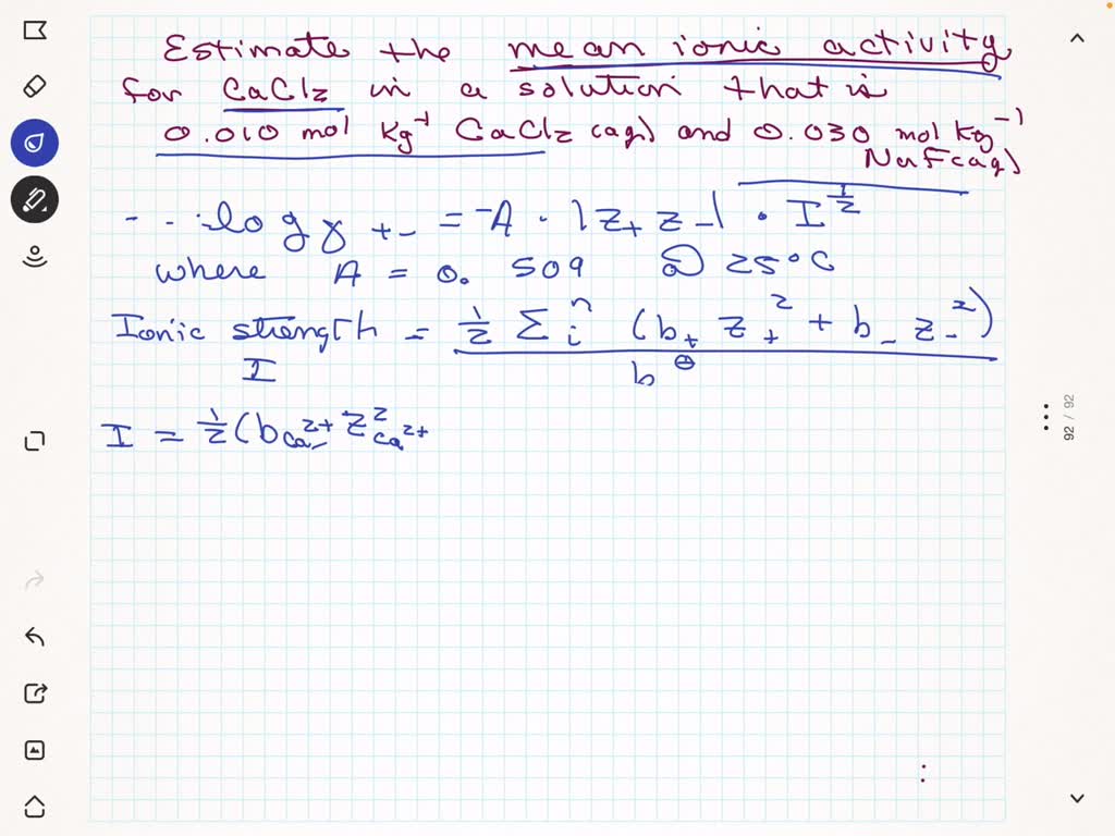 SOLVED: Estimate the mean ionic activity coefficient of CaCl2 in a ...