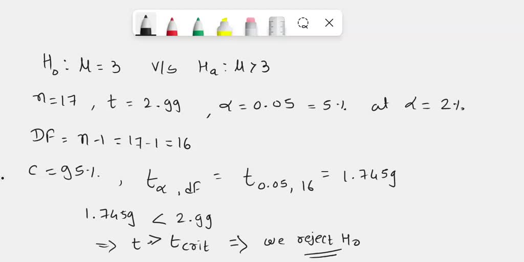 SOLVED: The one-sample statistic for testing the hypotheses Ho h = 3 ...