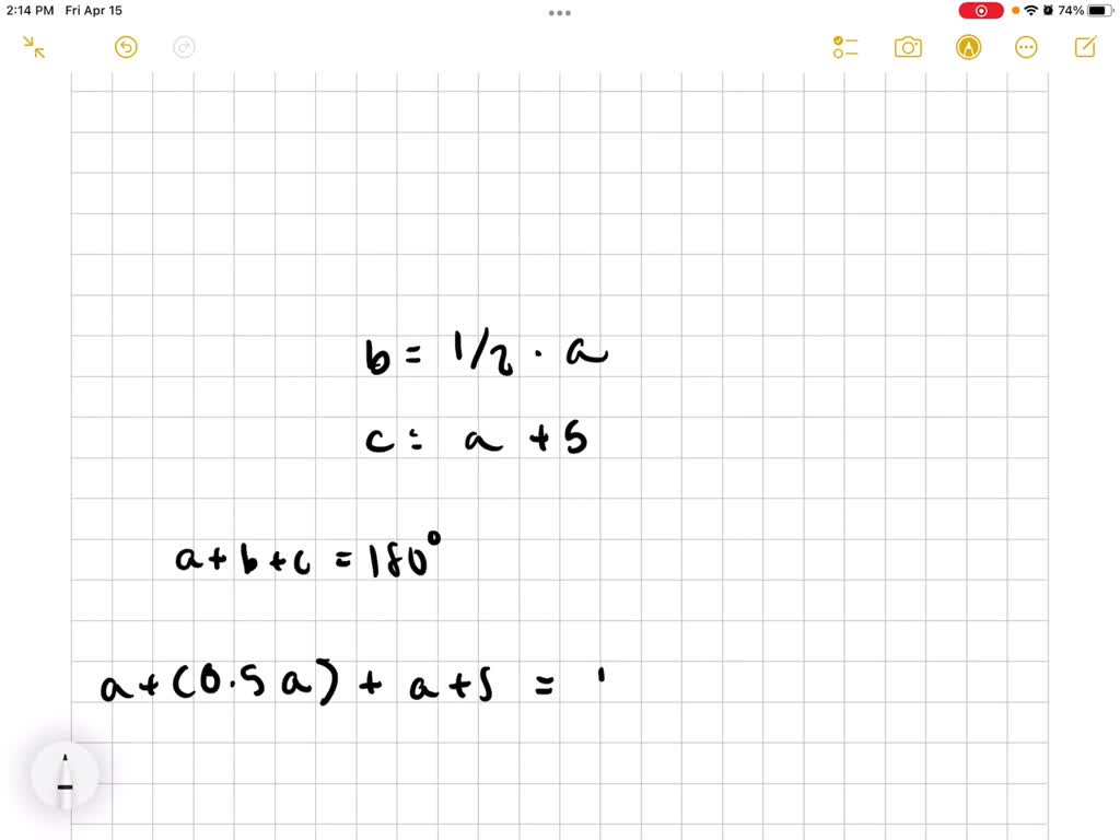 SOLVED: the first angle of triangle is twice the second and the third is 5 degrees larger than ...