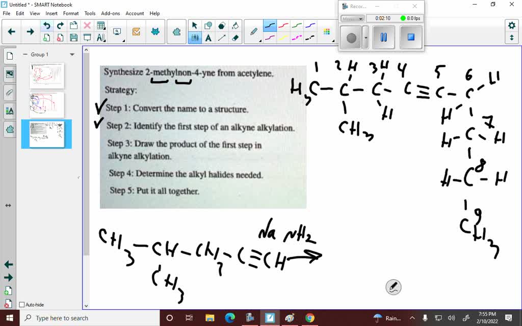 SOLVED: Model #1: Structure of alkynes and alkyl halides: The Redraw ...