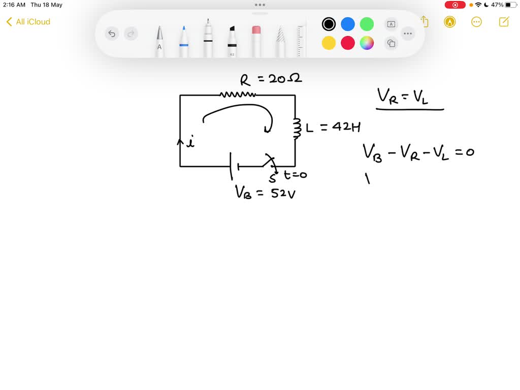 SOLVED: The series circuit shown in the figure contains an ideal battery with a constant ...