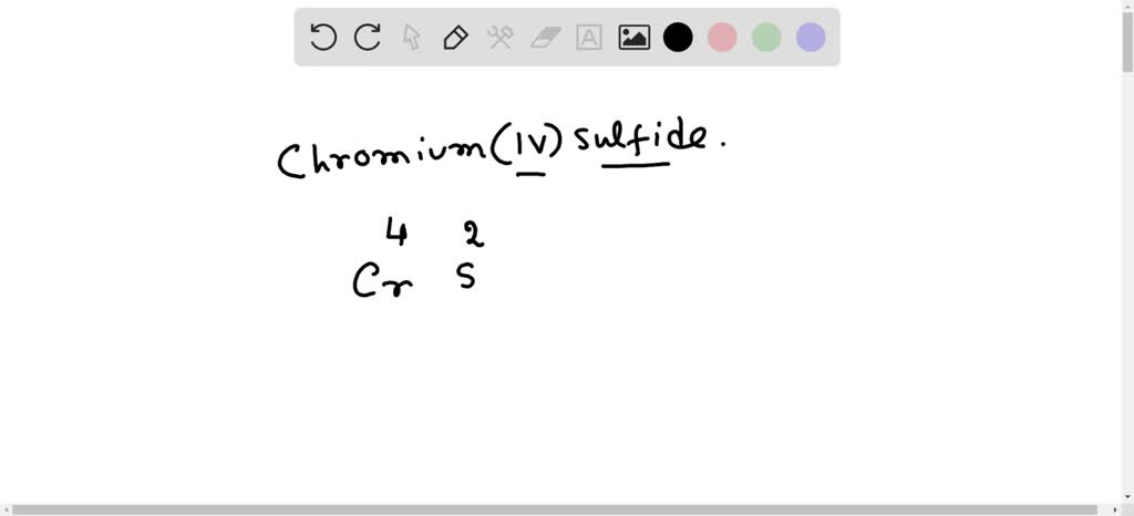 SOLVED: Which is the correct formula for chromium (IV) sulfide? CrS ...