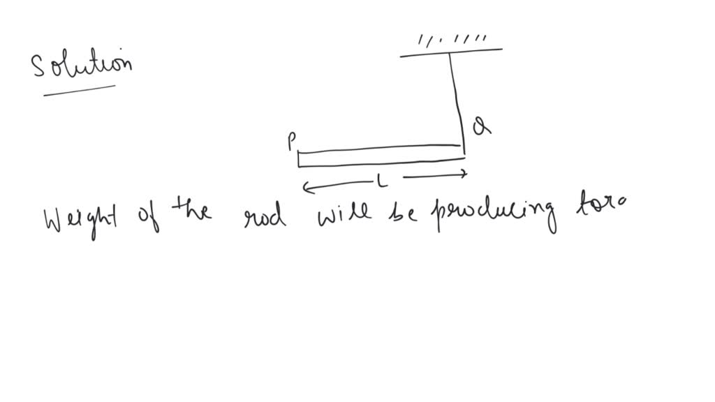 SOLVED: A rod PQ of mass M and length L is hinged at end P. The rod is ...