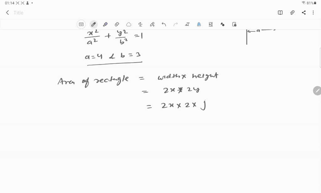 SOLVED: Find the largest rectangle that can be inscribed in the ellipse 9x^2+16y^2=144. The ...