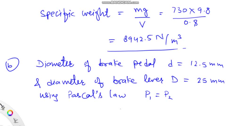 SOLVED: Exercise 2.2 1) The hydraulic brake system of a motor cycle is ...