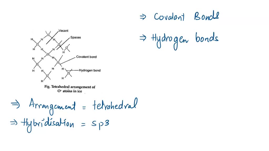 SOLVED: What is the approximate H?O????H bond angle in ice, where H?O ...