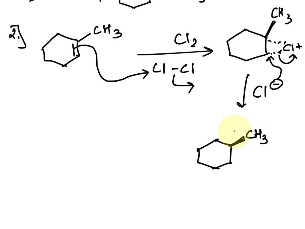 SOLVED: 1. Draw a stepwise reaction mechanism for the reactions of 1-methylcyclohexene with each ...