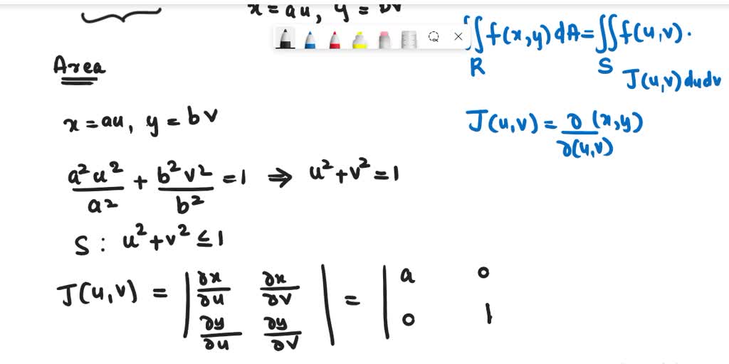 SOLVED: The area of an ellipse the area π a b of the ellipse x^2 / a^2 ...